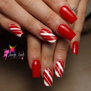 20 Sweet Festive Candy Cane Nails Perfect For Christmas - Emerlyn Closet